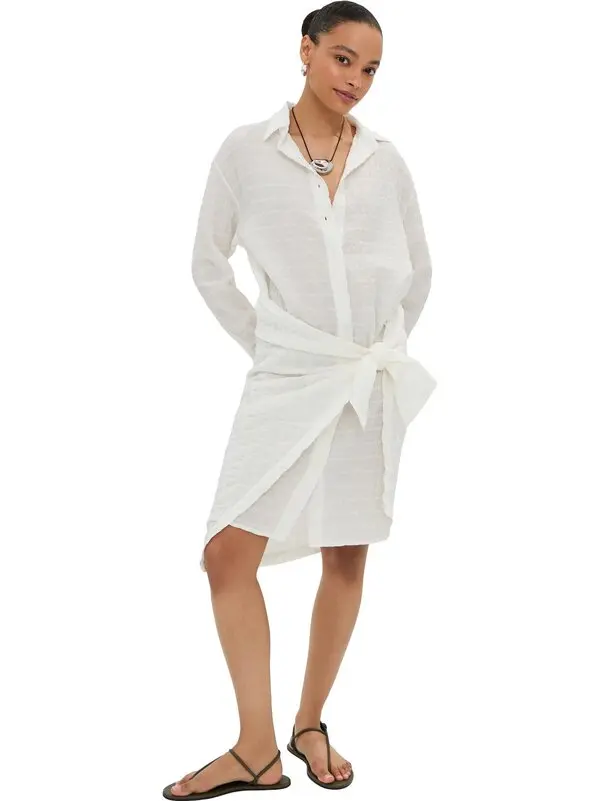 LE BOP Hollis Checked Shirt Dress - White