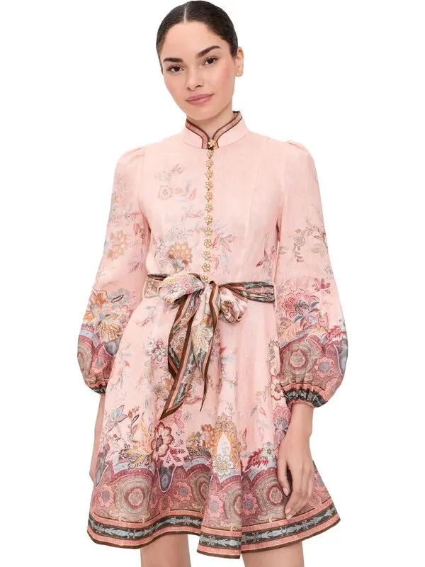 Zimmermann Alchemy Button Mini Dress - Pink Paisley