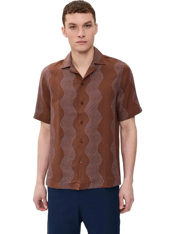 Frescobol Carioca Roberto Duo Cabana Stripe Print Linen Shirt - Brown