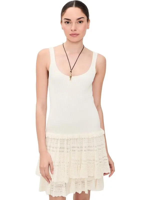 Polo Ralph Lauren Pointelle Tiered Mini Dress - White