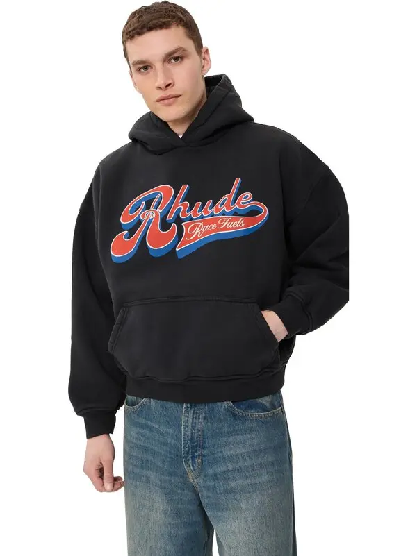 Rhude Pit Stop Pullover Hoodie - Vintage Black/red/blue