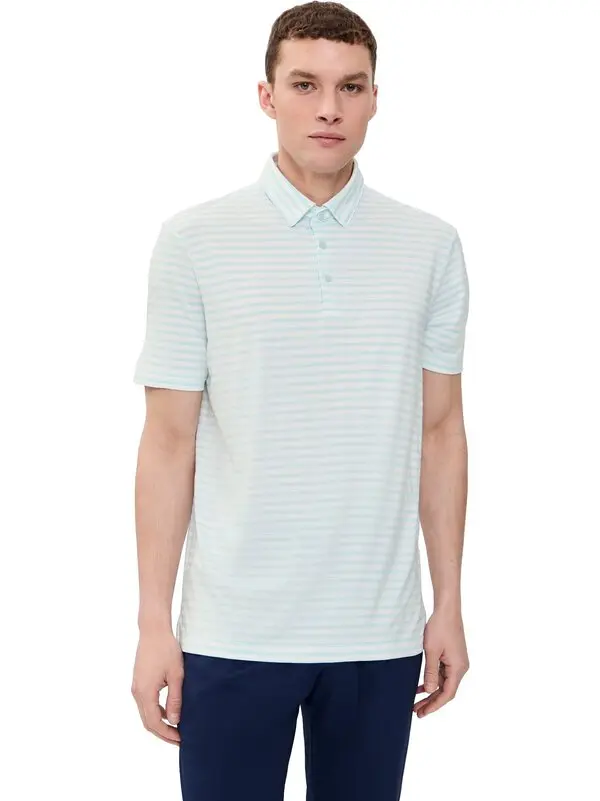 Adidas Ultimate365 Stripe Polo Shirt - White/crystal Sky