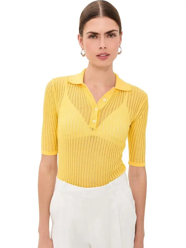 Bite Studios Cotton Net Rib Top - Daffodil