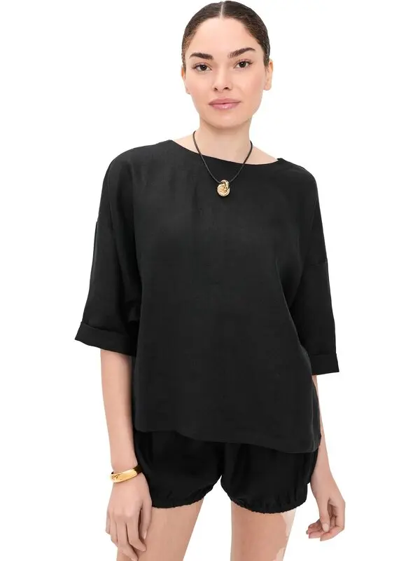 Suzie Kondi Saria Linen Top - Black