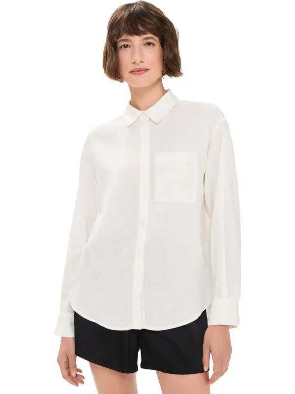 Z Supply Collared Linen Shirt - White
