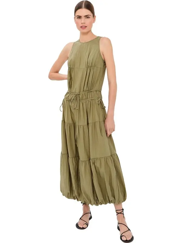 Co Soft Gathered Turn Up Maxi Dress - Aloe