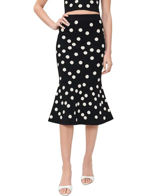 L'Agence Mae Polka Dot Flare Skirt - Black/ecru Polka Dot