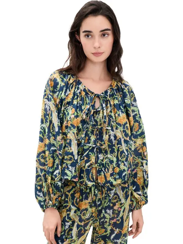 CONIGLIO PALM BEACH Oleander Blouse - Royal Birds Navy