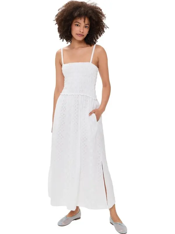 Splendid Kenzie Geo Eyelet Maxi Dress - White