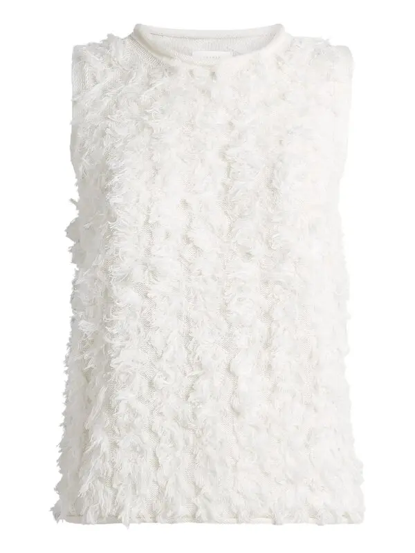 LAUREN MANOOGIAN Cotton-linen Tufted Sweater Vest - Ivory