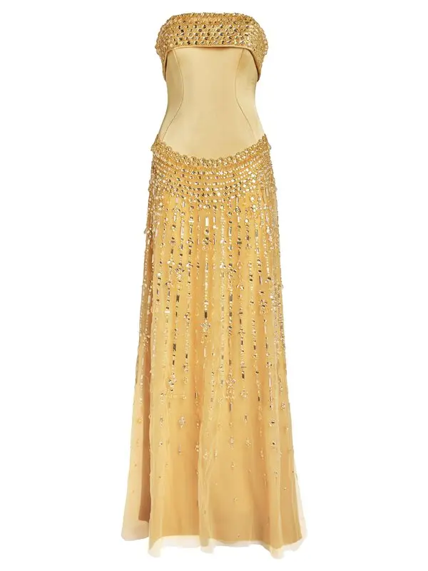 GEORGES HOBEIKA Embellished Strapless Gown - Yellow