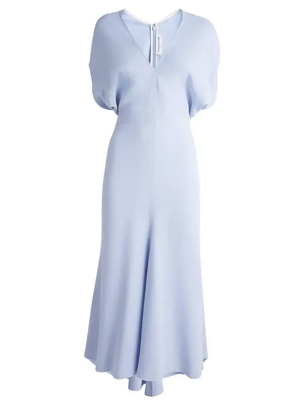 Victoria Beckham V-neck Edith Midi Dress - Blue