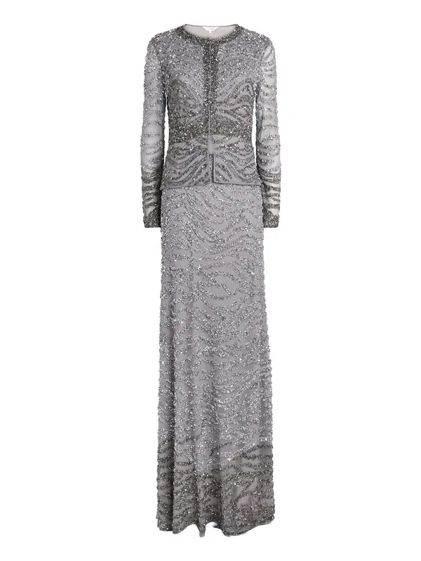 RAISHMA Embellished Eloise Jacket And Maxi Skirt Set - Silver
