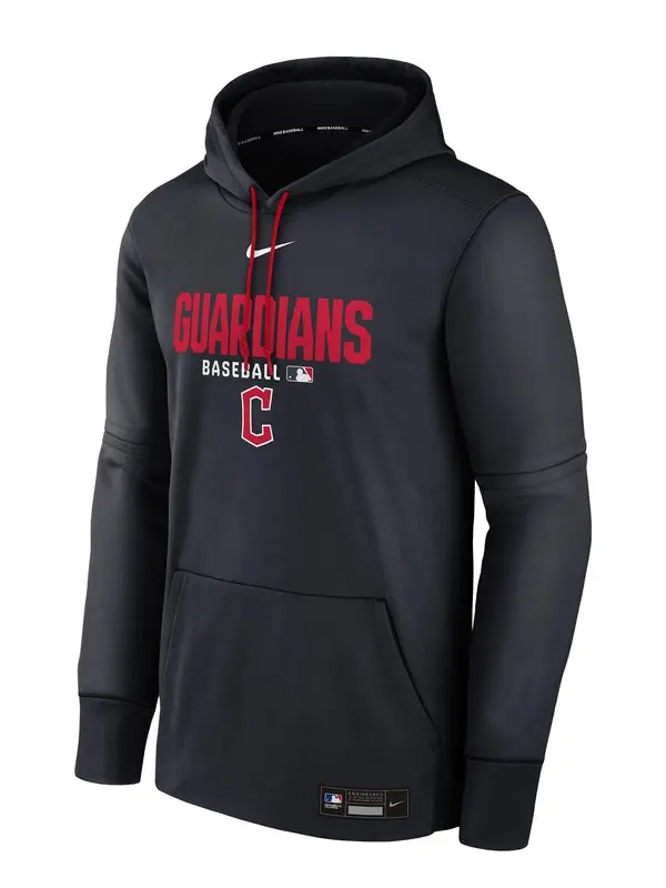 Nike Cleveland Guardians Authentic Collection Therma Mlb Pullover Hoodie - Blue