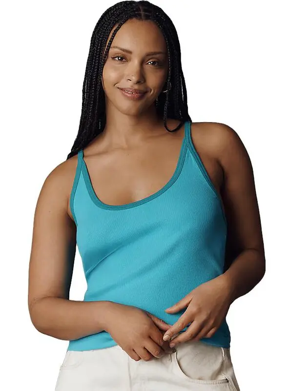 PILCRO Sunsette Ribbed Strappy Tank Top - Scuba Blue