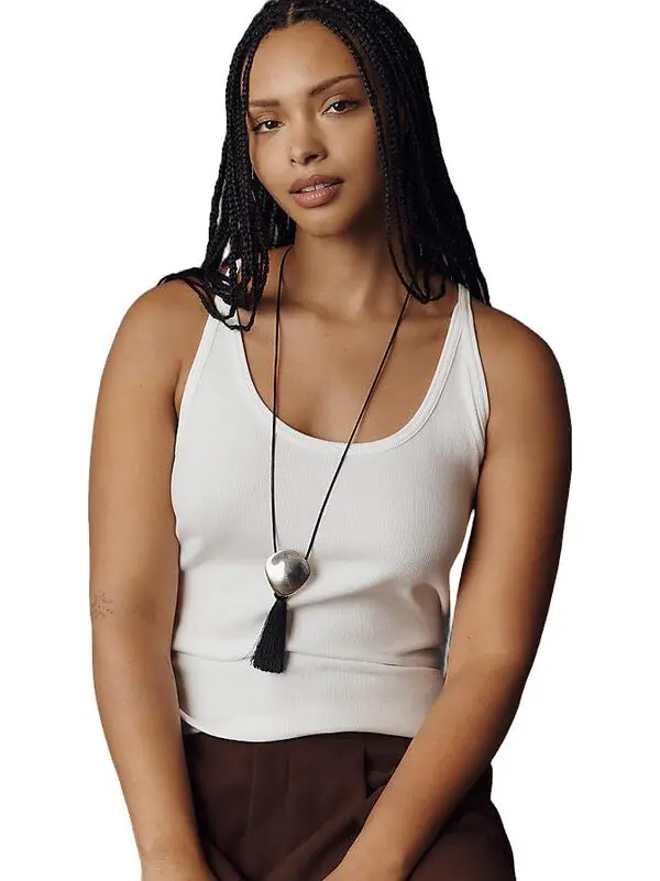 PILCRO Sunsette Ribbed Strappy Tank Top - White