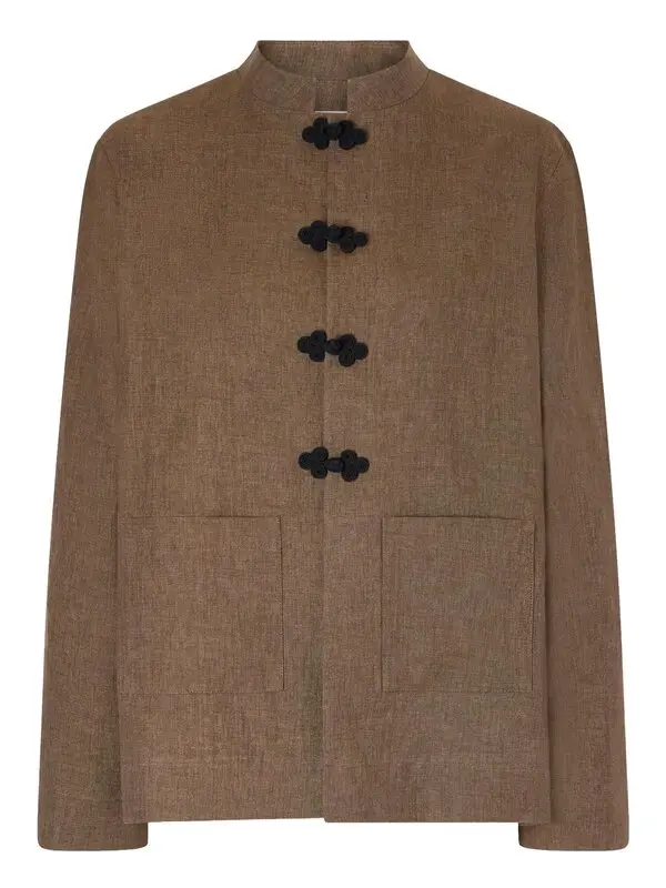 RÓHE Mandarin Linen-twill Jacket - Brown