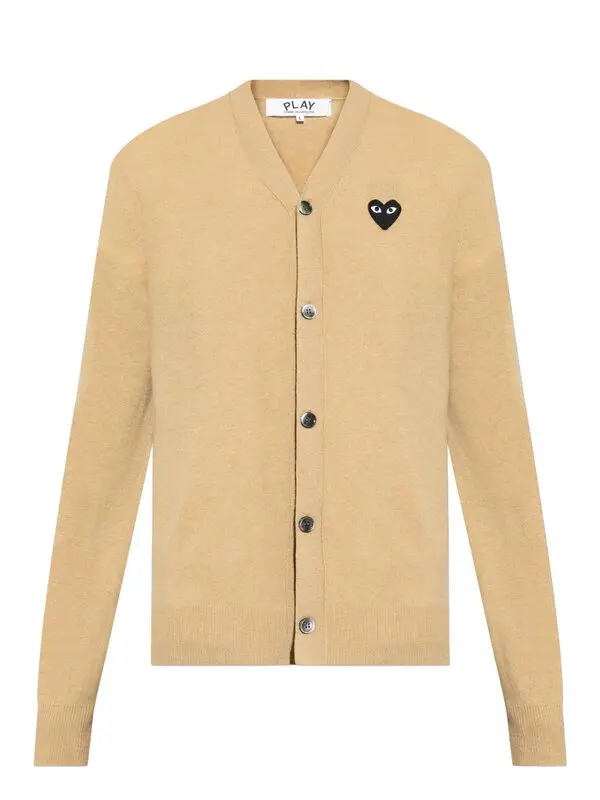 Play Comme Des Garcon Cardigan With Logo Patch - Beige
