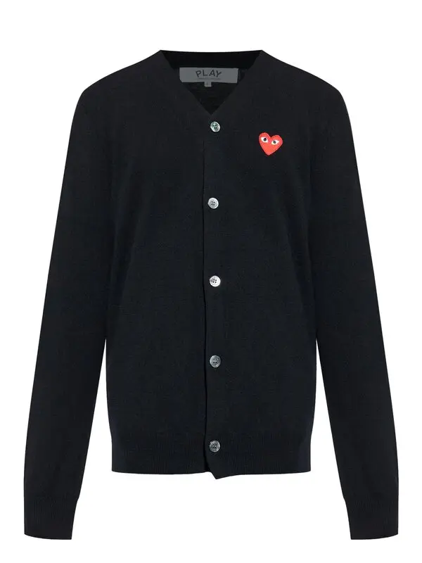 Play Comme Des Garcon Cardigan With Logo Patch - Black