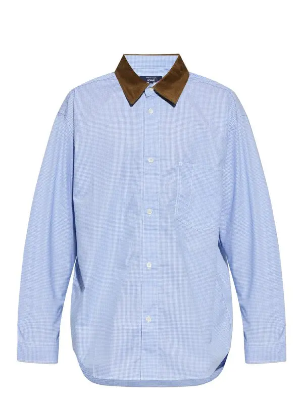 Comme Des Garçons Shirt With A Corduroy Collar - Blue