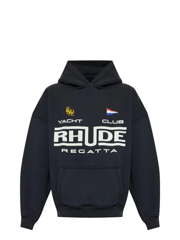 Rhude Printed Hoodie - Black