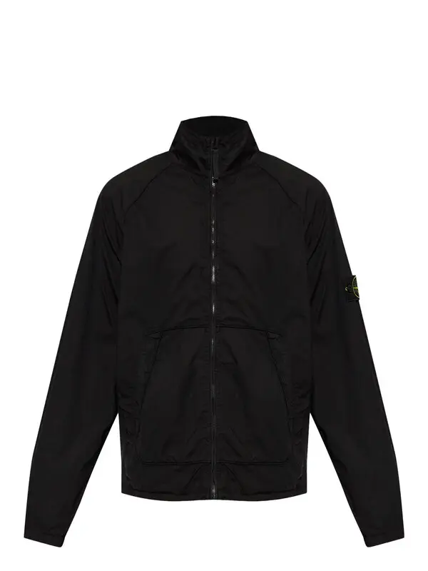 Stone Island Jacket With Logo Patch - Black