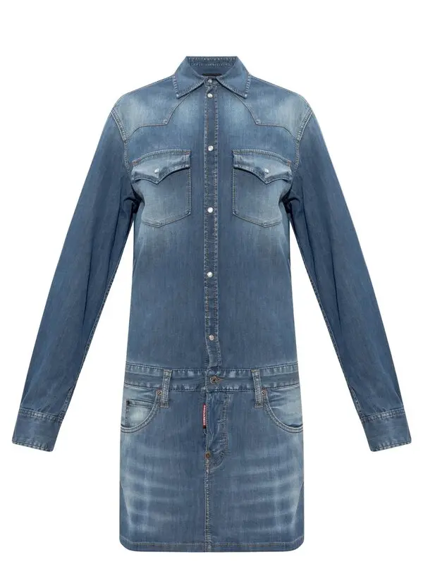 Dsquared2 Denim Shirt Dress - Blue