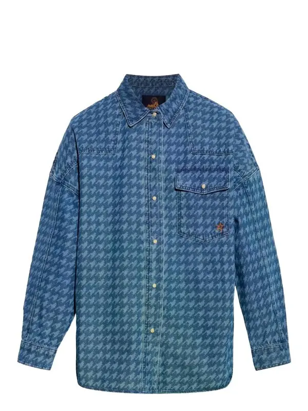Perfect Moment Houndstooth-pattern Denim Shirt - Blue