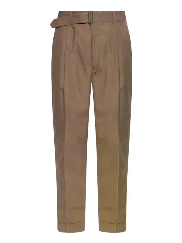Officine Générale Hugo Belted Pleated Trousers - Neutrals