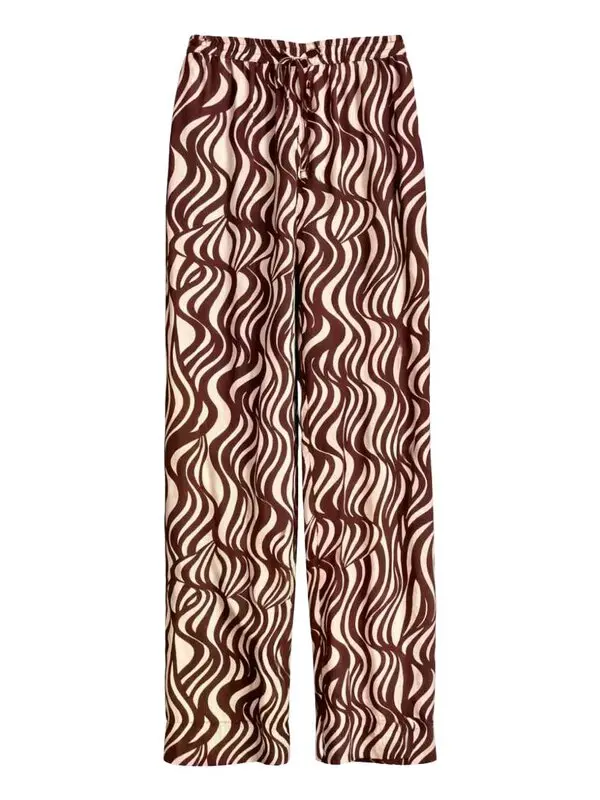 Enza Costa Wave-print Drawstring Trousers - Brown