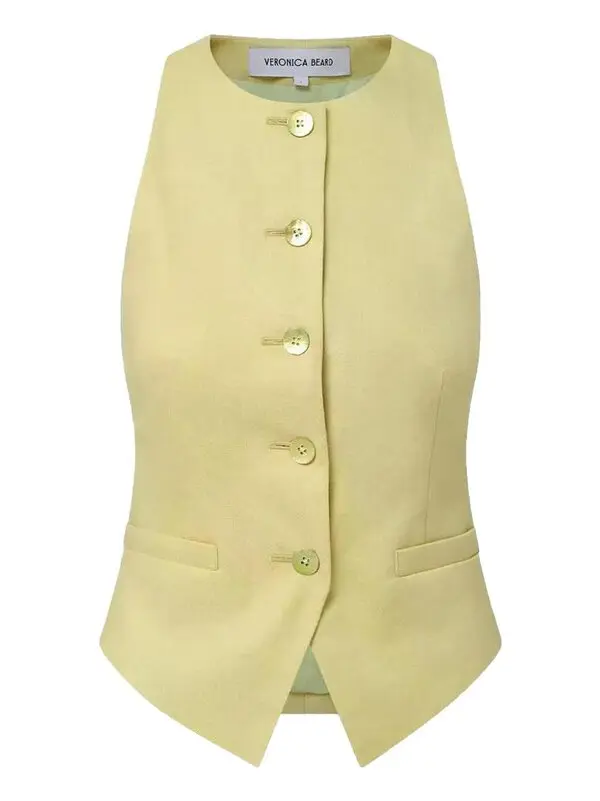 Veronica Beard Hartwell Button-up Vest - Yellow