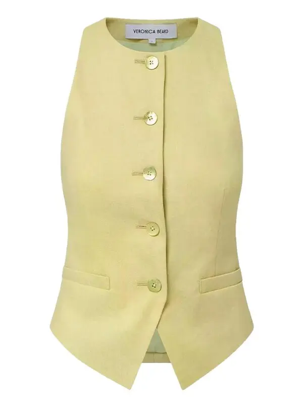 Veronica Beard Hartwell Button-up Vest - Yellow