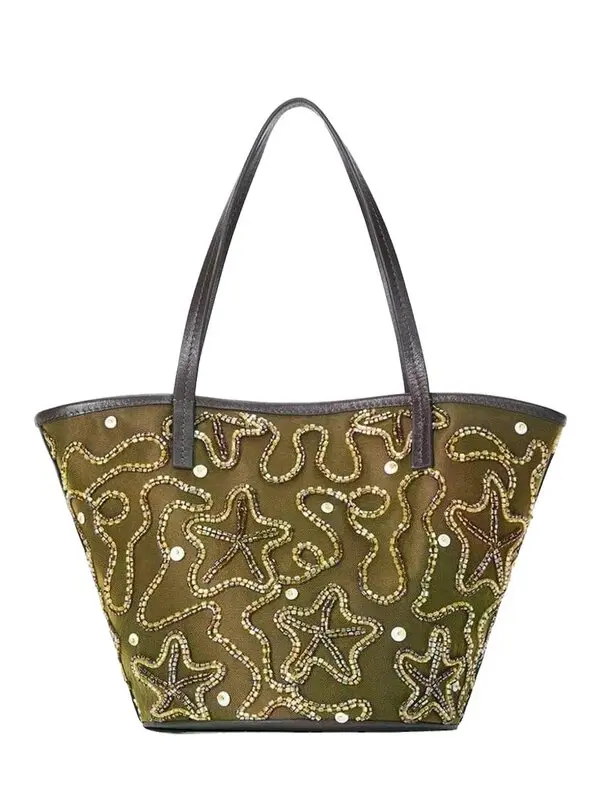 Staud Caro Bead-embellished Tote Bag - Green