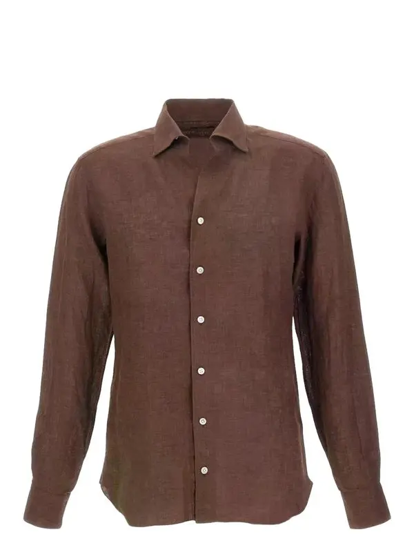BARBA NAPOLI Culto Linen Shirt - Brown