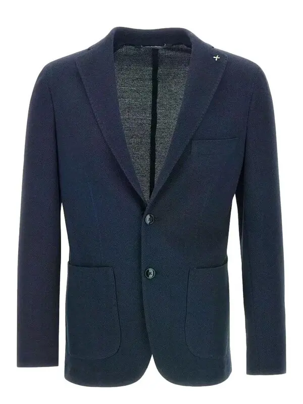 MARCHESANI Honeycomb-weave Slim-fit Blazer - Blue
