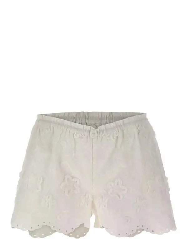 THE GARMENT Fleur Embroidered Scalloped Shorts - White