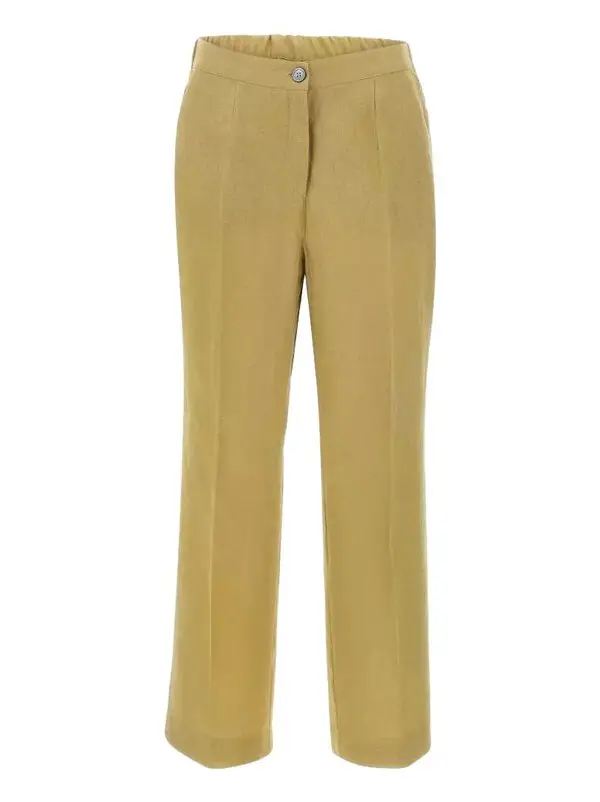 ELENA MIRO` Wide-leg Linen Trousers - Neutrals