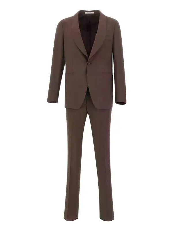 Tagliatore Shawl-lapel Virgin-wool Suit - Brown