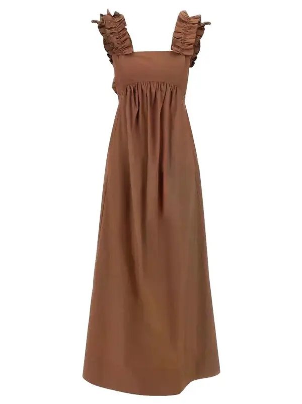 Liu Jo Ruffled Bow-detail Maxi Dress - Brown