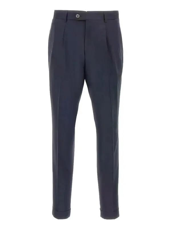 BOSS Pleated Straight-leg Trousers - Blue