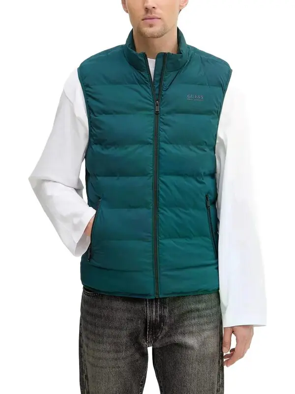 Guess Quilted Zip-up Gilet - Blue