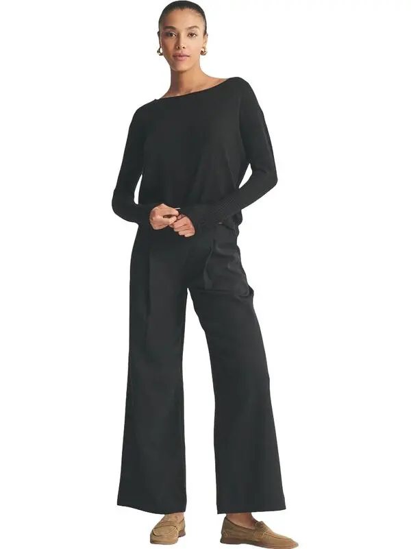 Naadam Lightweight Cashmere Boatneck Sweater - Black