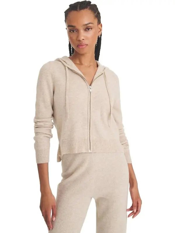 Naadam Signature Cashmere Cropped Hoodie - Oatmeal