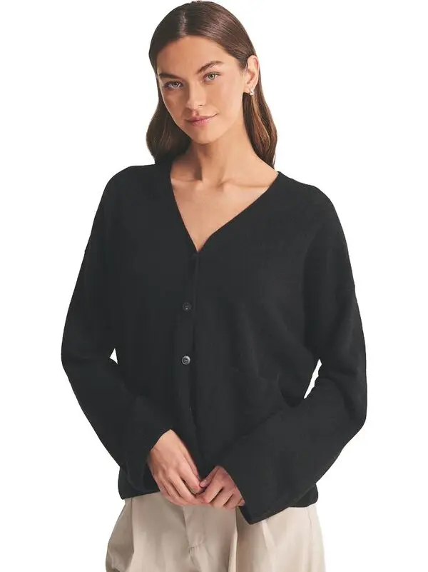 Naadam Signature Cashmere Boxy Cardigan - Black
