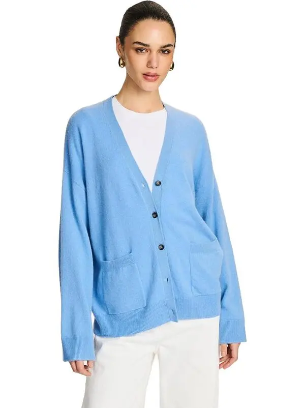 Naadam Signature Cashmere Boxy Cardigan - Sky