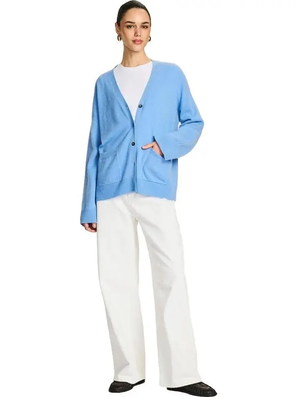 Naadam Signature Cashmere Boxy Cardigan - Sky