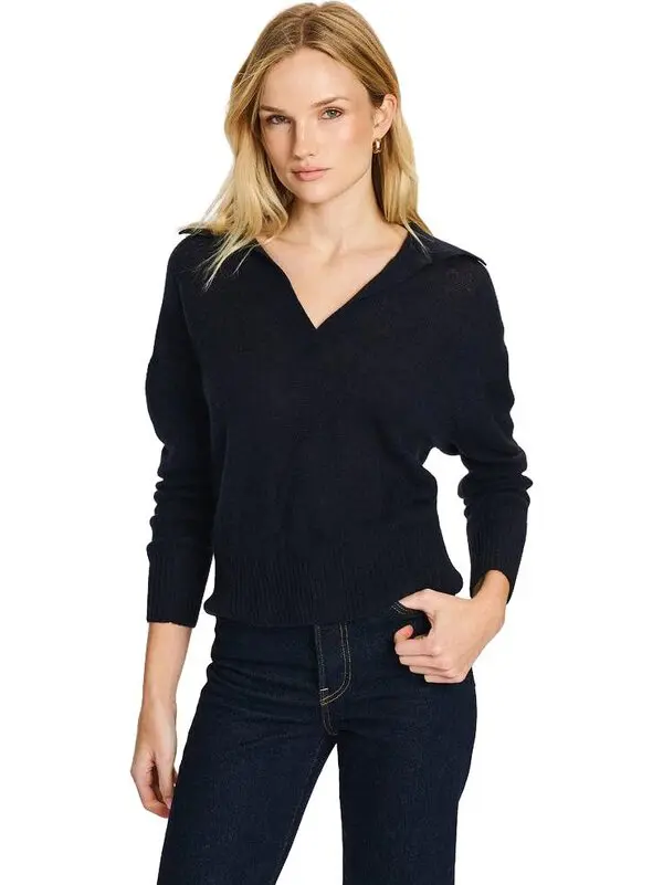 Naadam Featherweight Cashmere Polo Sweater - Navy