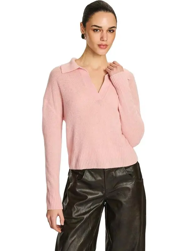 Naadam Featherweight Cashmere Polo Sweater - Peony