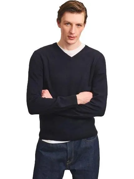 Naadam Cashmere V-neck Sweater - Navy