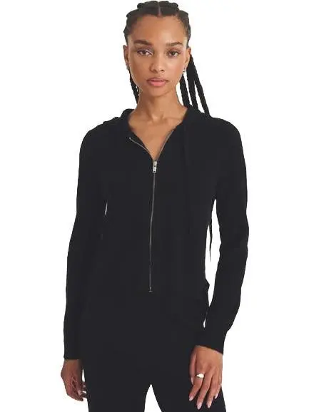Naadam Cashmere Cropped Zip Up Hoodie - Black